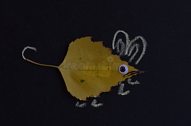 Autumn Craft. Yellow Birch Leaf Mouse Stock Photo - Image of acorn ...