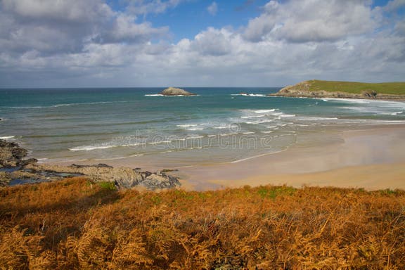 Autumn at Crantock Bay Cornwall Coast England Stock Image - Image of ...