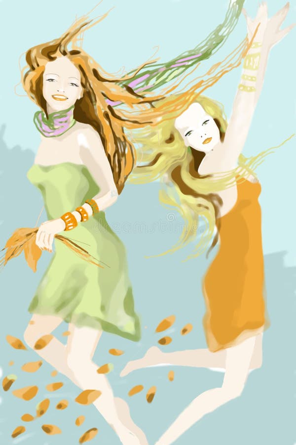 Autumn dance stock illustration. Illustration of emotions - 12366581