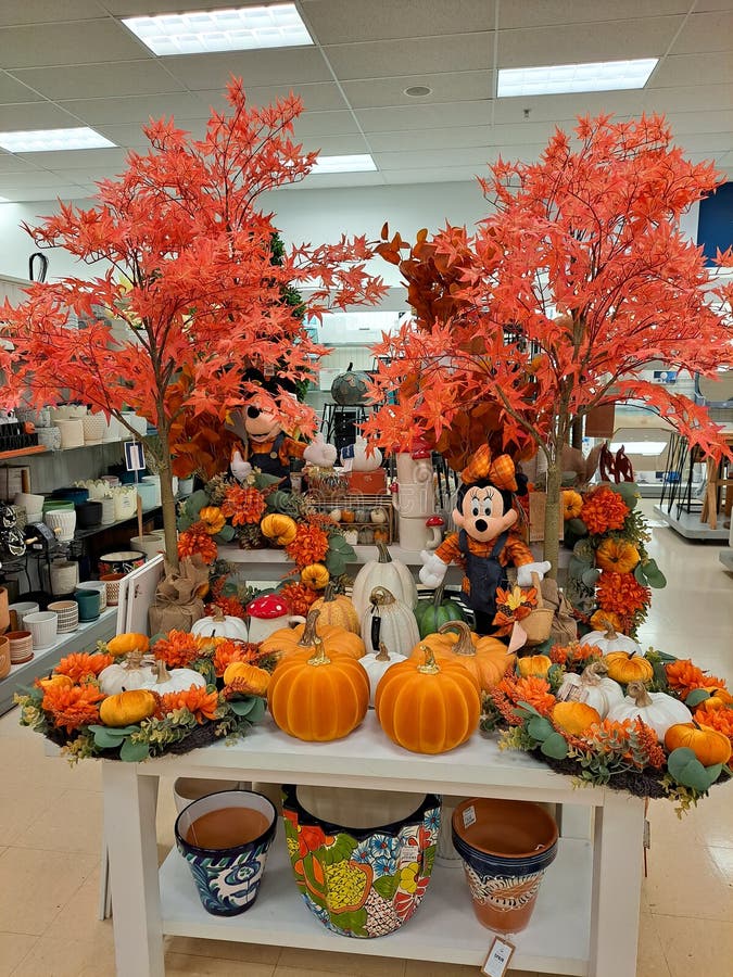 Autumn Decor Display in Retail Store with Pumpkins and Harvest ...