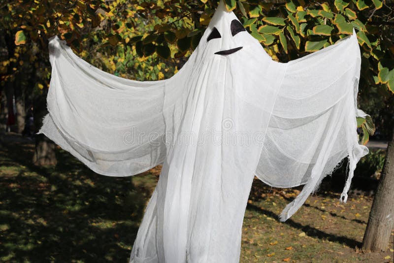 Autumn Decorations for Halloween. White Ghost Stock Image - Image of ...