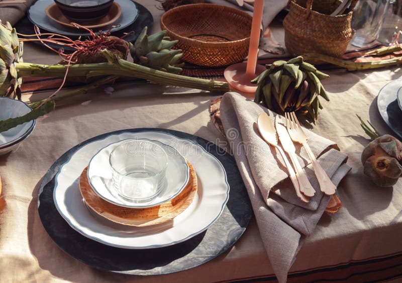 Autumn dinner table stock image. Image of table, setting - 62546495