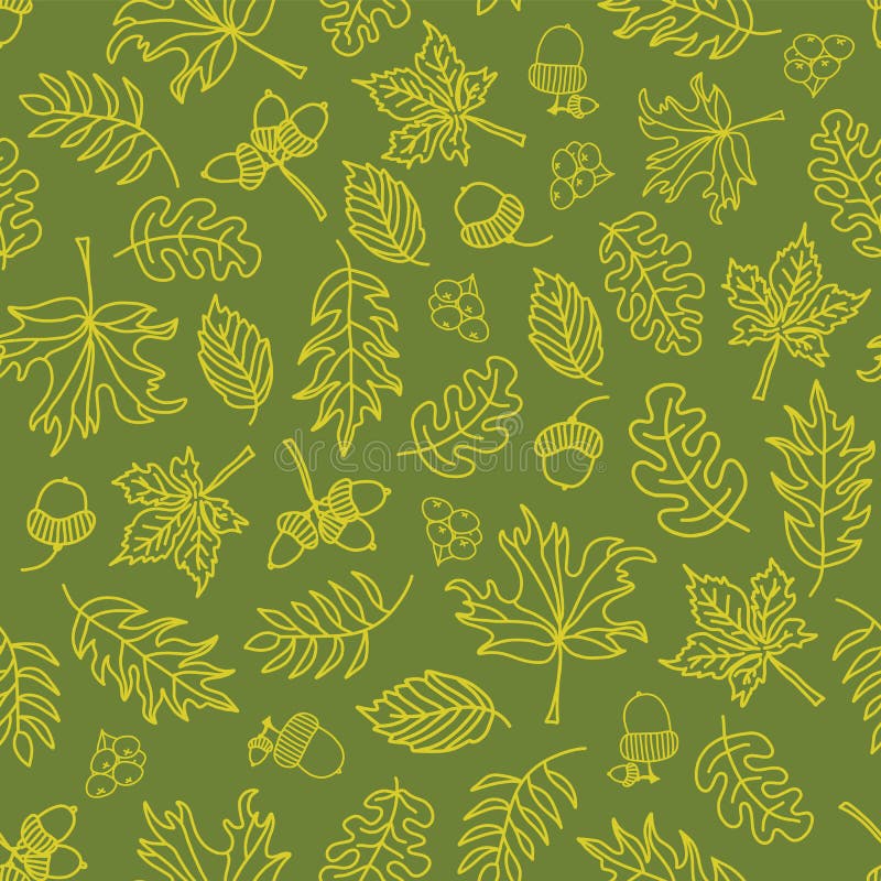Set of Doodle Leaves. Vector Stock Illustration - Illustration of color ...
