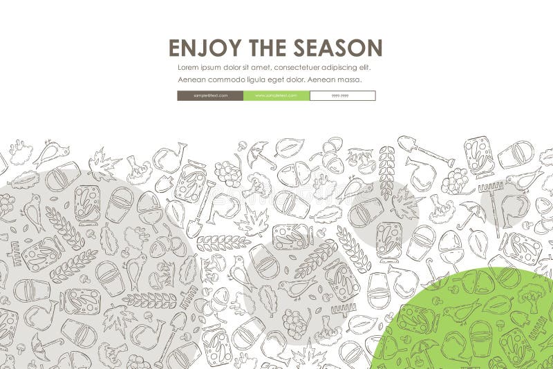 Autumn Doodle Website Template Design Stock Vector - Illustration of ...