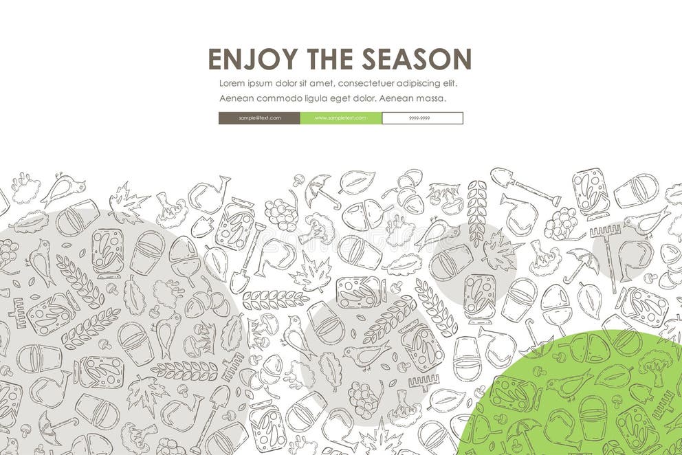 Autumn Doodle Website Template Design Stock Vector - Illustration of ...