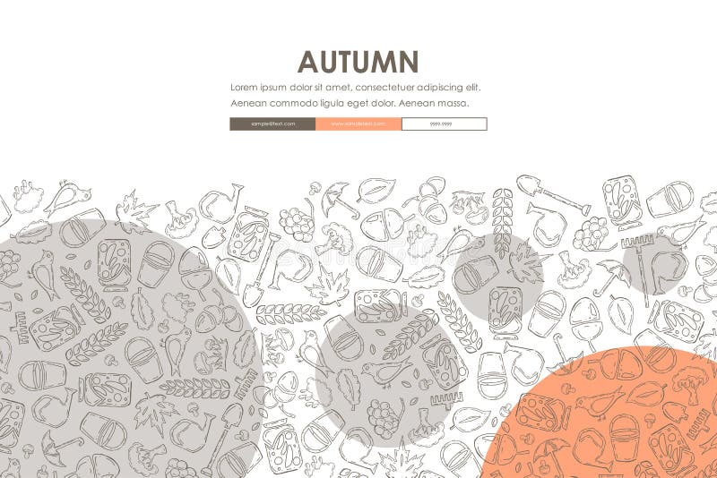 Autumn Doodle Website Template Design Stock Vector - Illustration of ...