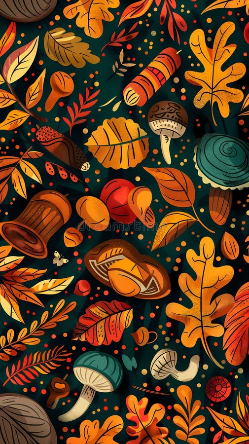 Autumn Doodles Color Background Stock Illustration - Illustration of ...