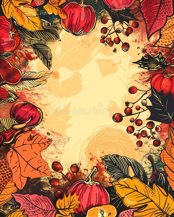 Autumn Doodles Color Background Stock Illustration - Illustration of ...