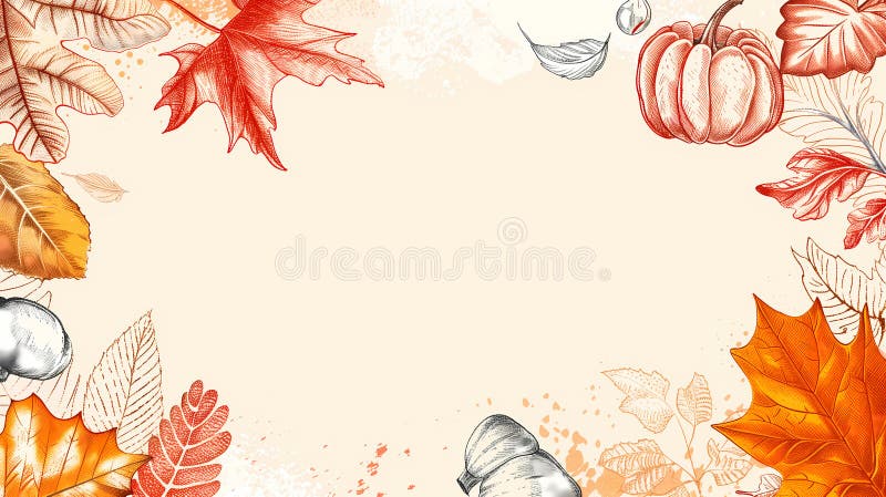 Autumn Doodles Color Background Stock Illustration - Illustration of ...