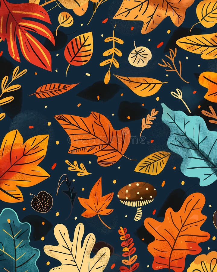 Autumn Doodles Color Background Stock Illustration - Illustration of ...