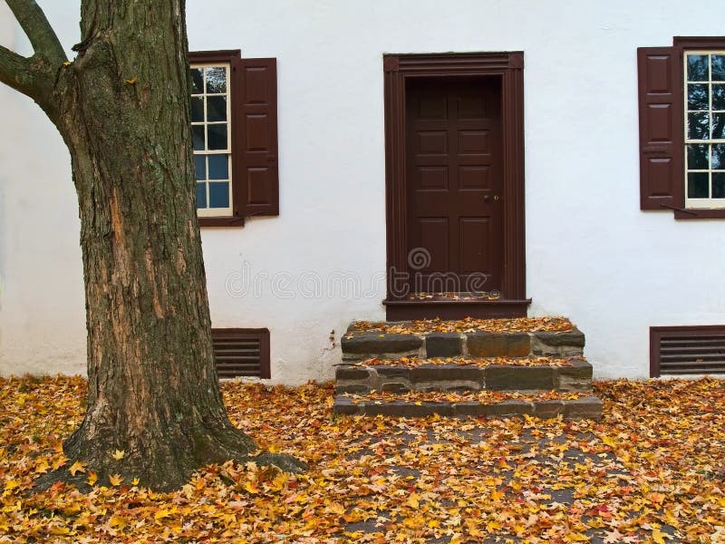 Autumn Doorstep stock image. Image of wall, history, leaves - 7190757