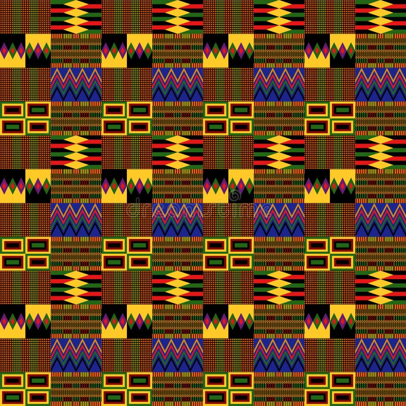 Kente Cloth Seamless Pattern Stock Vector - Illustration of background ...