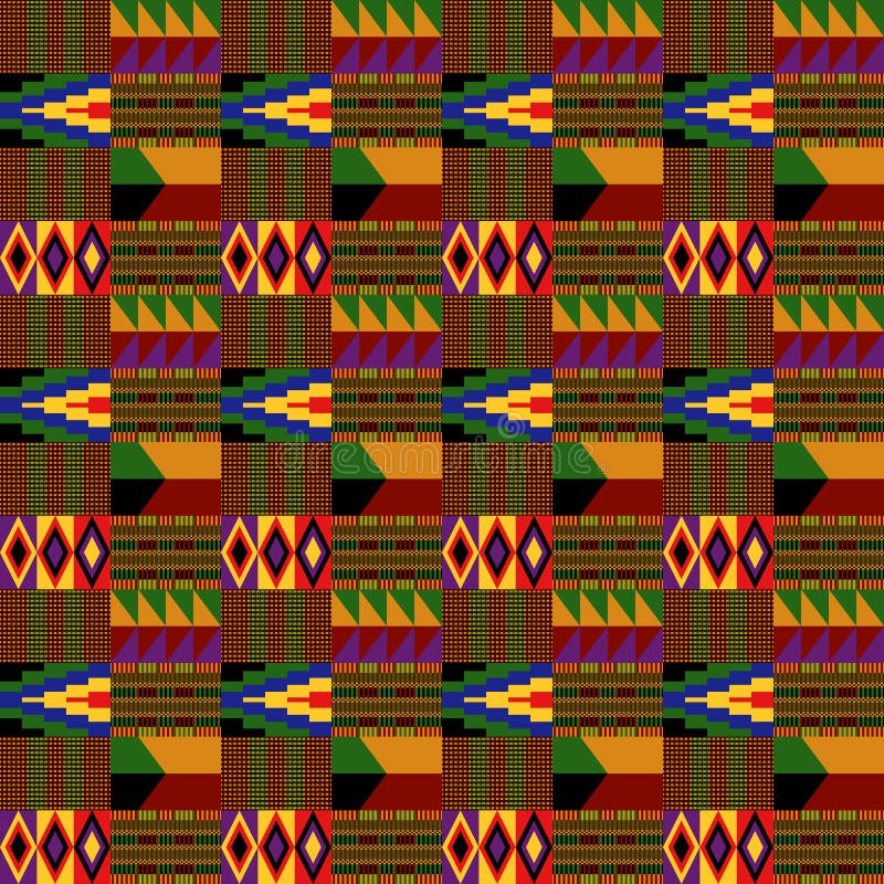 Kente Cloth Seamless Pattern Stock Illustration - Illustration of ...
