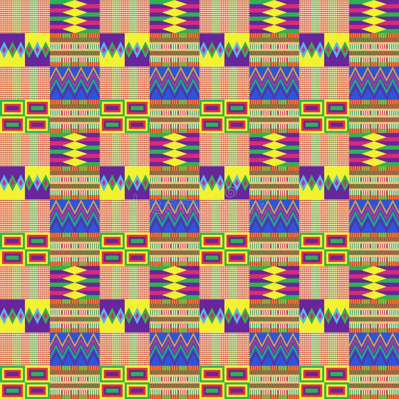 Kente Cloth Seamless Pattern Stock Illustration - Illustration of ...