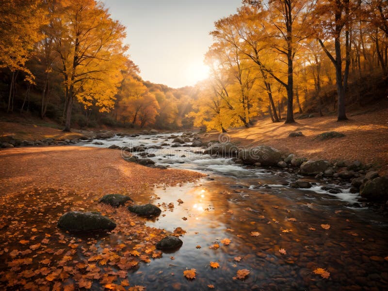 A Landscape of a Scene of Autumn Stock Photo - Image of fall, woods ...