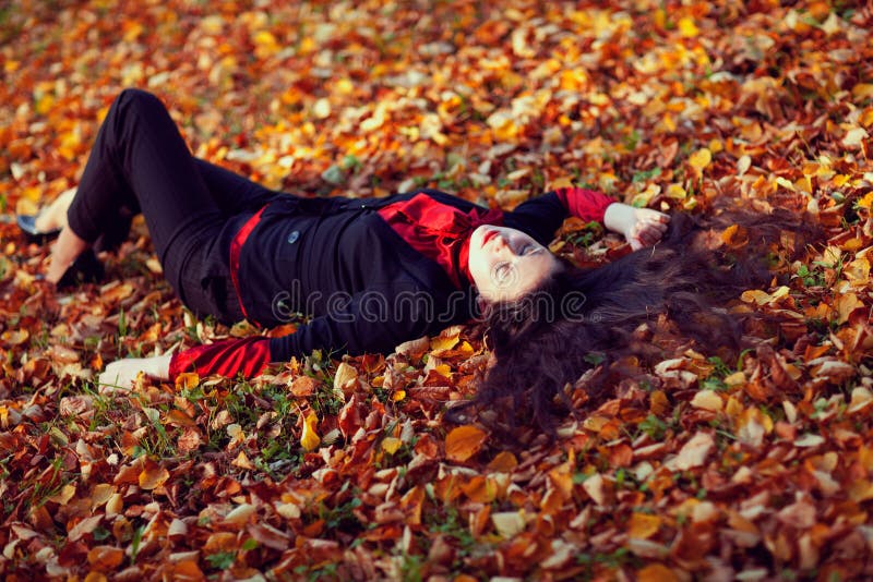 Autumn dreams stock image. Image of orange, girls, beauty - 25047833