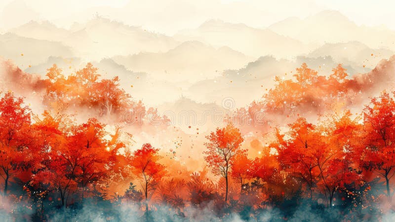 Autumn Elegance: Abstract Watercolor Fall Background in Web Banner ...