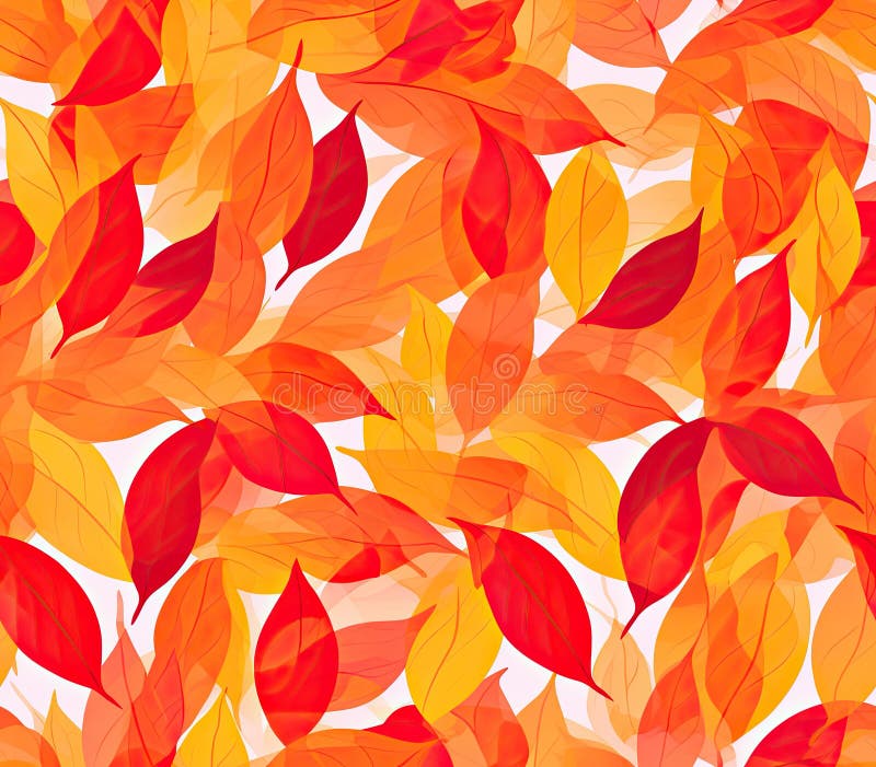 Autumn Elegance Seamless Leaf Pattern Golden Red and Orange Seasons ...
