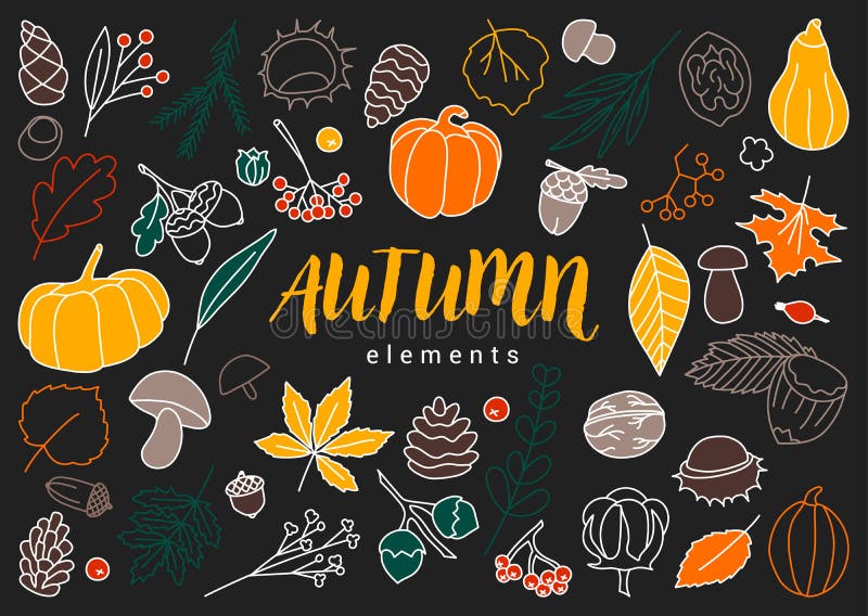 Autumn Elements Illustrations Stock Vector - Illustration of ...