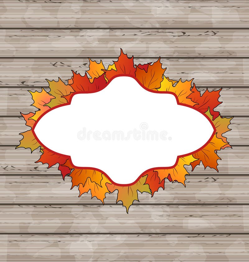 Maple Wooden Log Signboard with Green Leaves Stock Vector ...