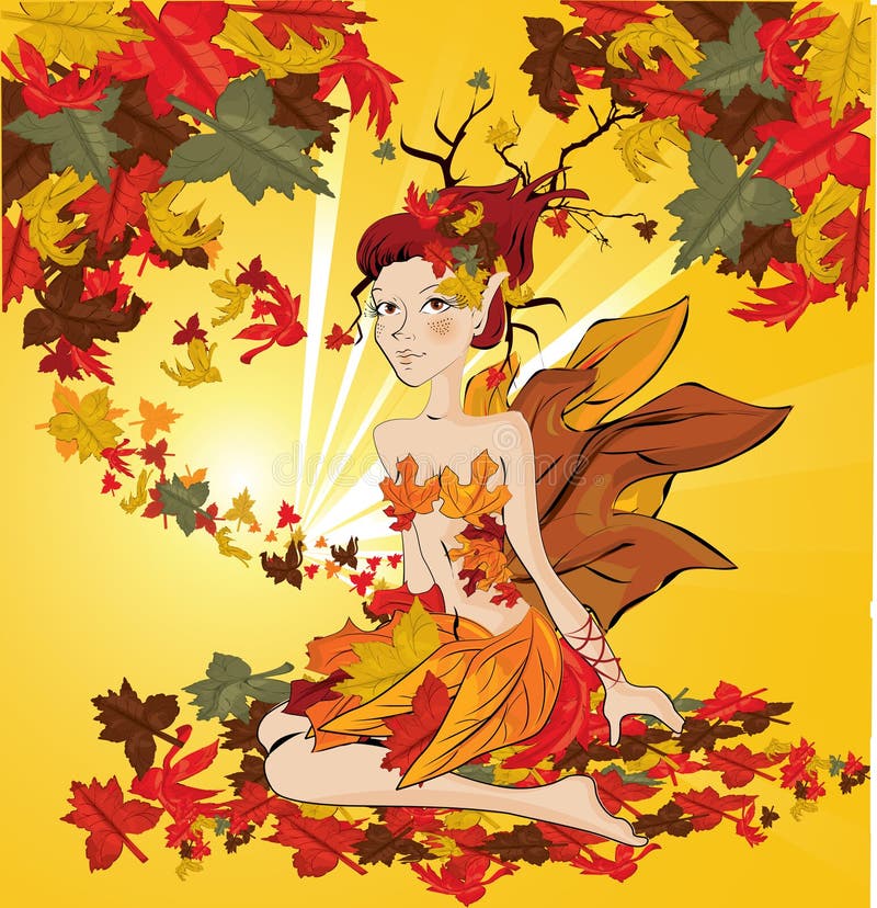 Autumn Fairy on the Pumpkin Stock Vector - Illustration of halloween ...