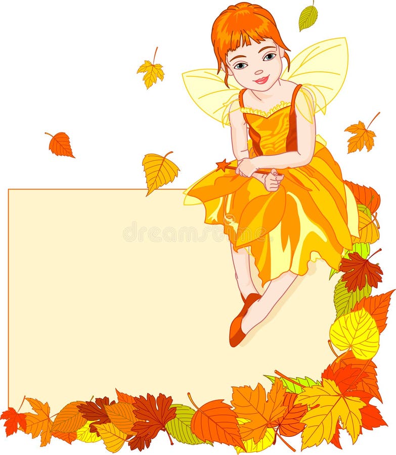 Autumn fairy with leaf stock vector. Illustration of design - 20438160