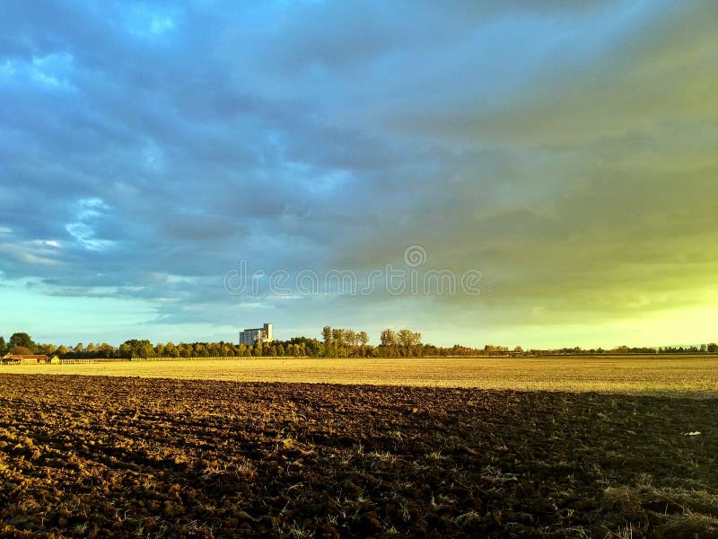 Autumn Fall Agricultural Fields Sunset Stock Image - Image of work ...