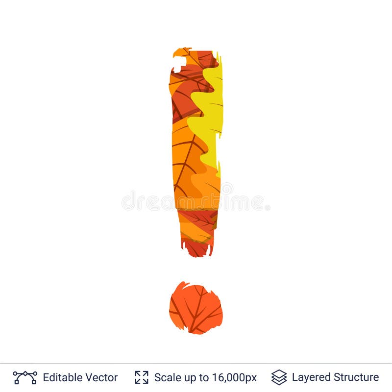 Autumn Fall Bright Orange Leaves Letter. Stock Vector - Illustration of ...