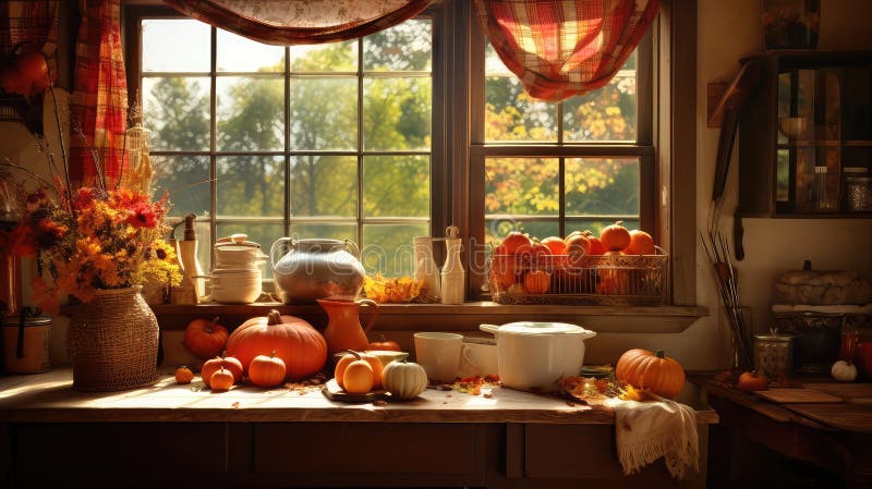 Autumn fall kitchen stock illustration. Illustration of generated ...