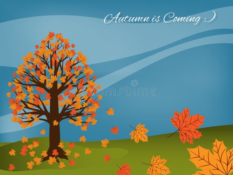 Autumn Fall Landscape Background with Autumn is Coming Text Stock ...