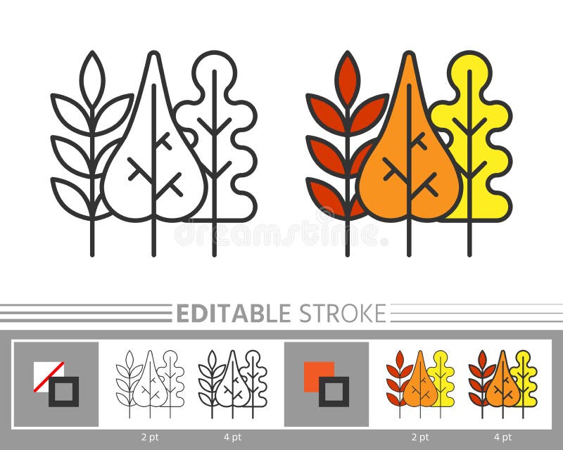 Autumn Fall Leaf Line Icon Editable Stroke Stock Vector - Illustration ...