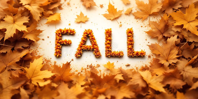 Autumn Fall Leaves Background Image with Flower Word Stock Illustration ...