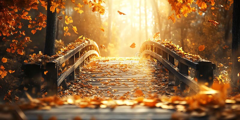 Autumn Fall Leaves Pathway Background Stock Illustration - Illustration ...