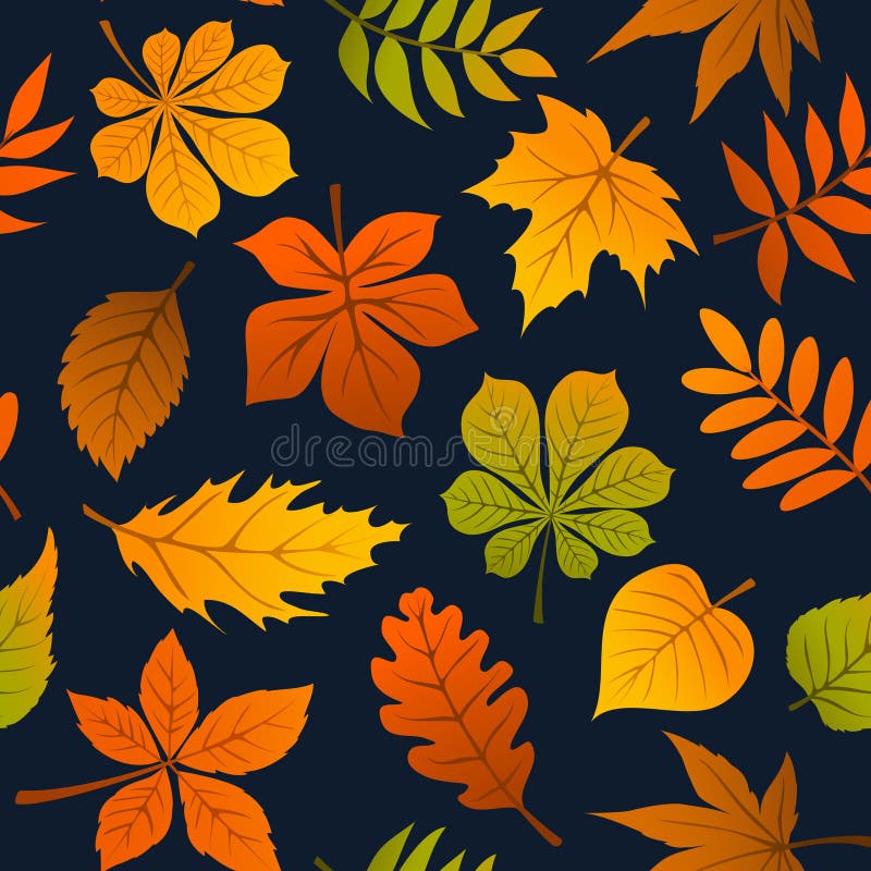 Autumn Fall Leaves Seamless Pattern Stock Vector - Illustration of naby ...