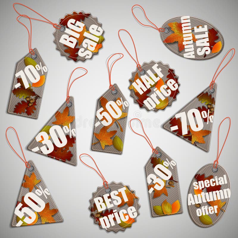 Autumn Fall Sale Cardboard Tags. Stock Vector - Illustration of ...