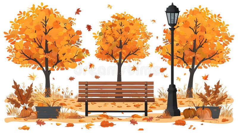 Autumn Fall Scene. Beautiful Autumn Park Stock Image - Image of sunny ...