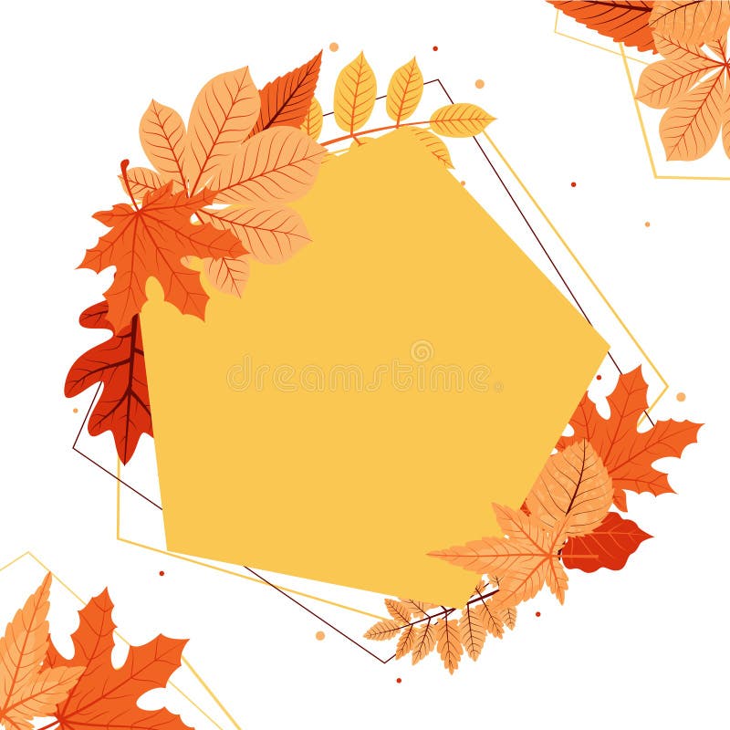 Autumn Fall Season Leaf Greeting Invitation Pentagon Frame Background ...