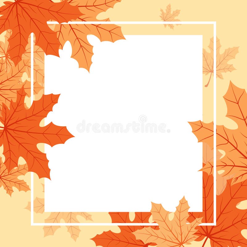 Autumn Fall Season Leaf Greeting Invitation Square Frame Background ...