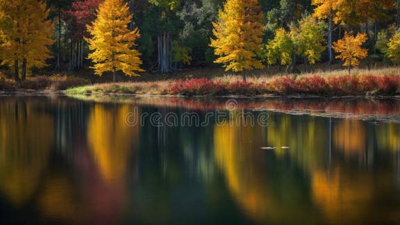 Autumn Fall Tree Reflection. with Autumn Fall Tree with Water ...