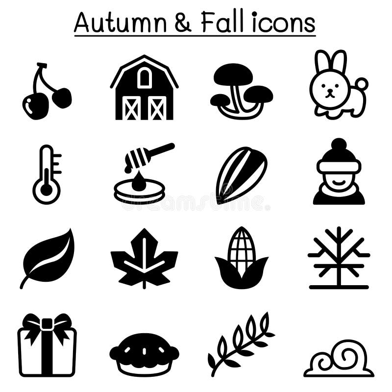 Autumn , Fall & Winter Icon Set Stock Illustration - Illustration of ...