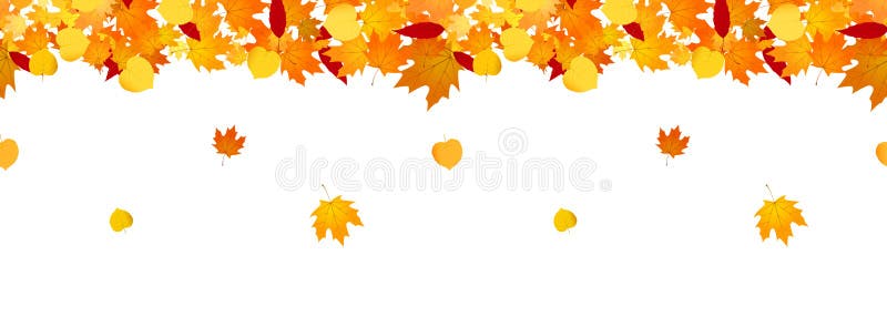 Autumn Falling Leaves Seamless Header for Websites and Decor. Stock ...