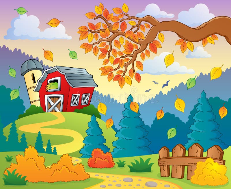 Farm Animals in the Autumn Field Stock Vector - Illustration of ranch ...