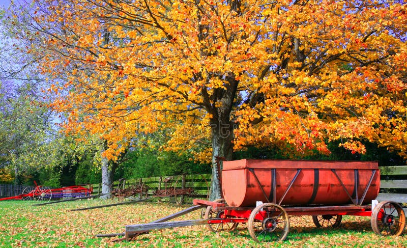 Autumn Farm Scene stock image. Image of agriculture, fence - 3276897