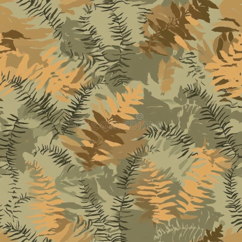 Autumn Ferns and Leaves Camouflage Pattern Design Stock Image - Image ...