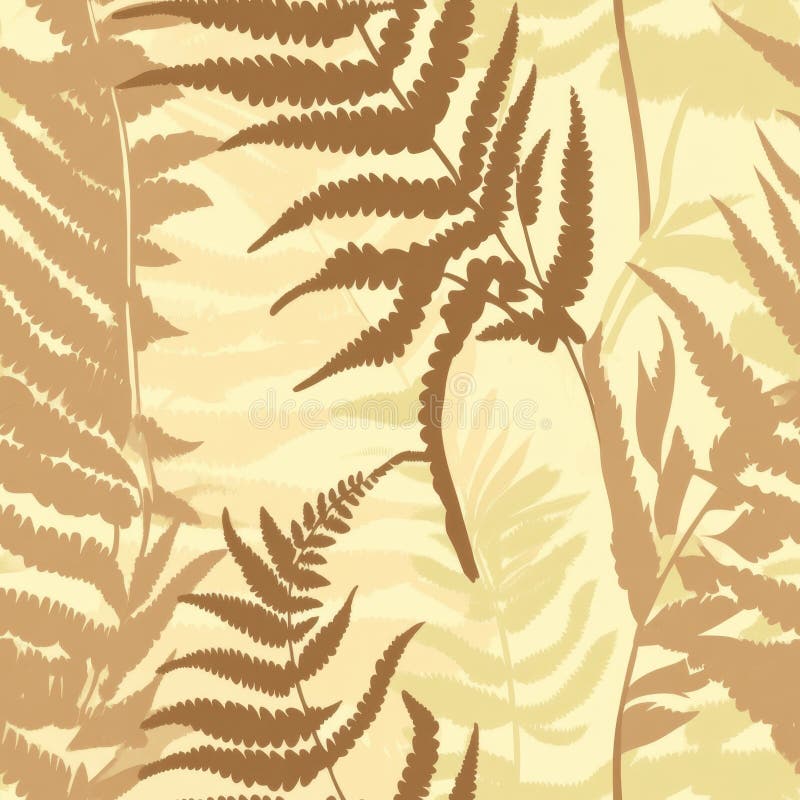 Autumn Ferns Pattern: Warm Toned Botanical Illustration Stock Photo ...