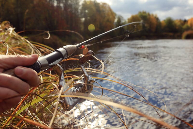 Autumn fishing spinning stock image. Image of lure, hobby - 66649869