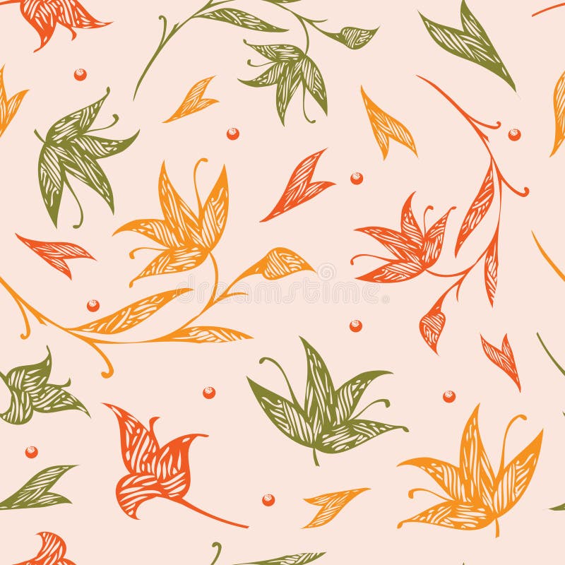 Autumn Floral Seamless Pattern. Stock Vector - Illustration of artistic ...