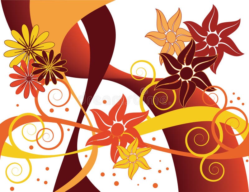 Autumn Floral Swirl stock vector. Illustration of white - 6843073