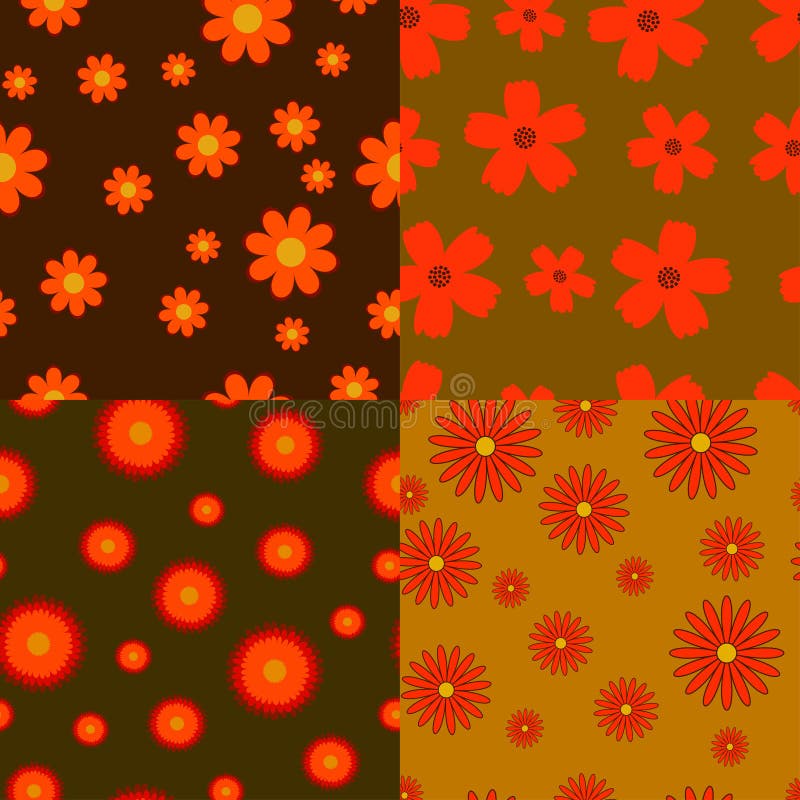 Autumn Flowers Seamless Textures Stock Illustration - Illustration of ...