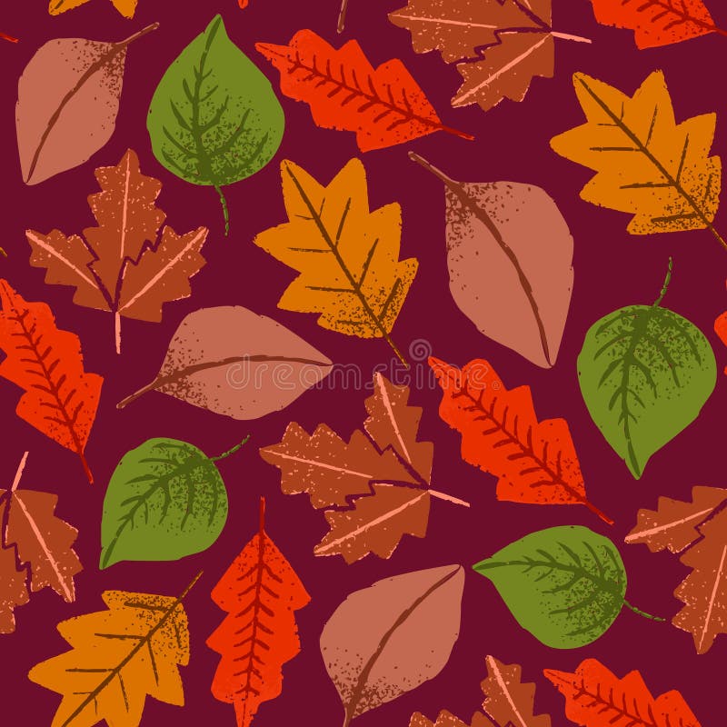 Autumn Foliage Leaves Vector Repeat Pattern Stock Vector - Illustration ...